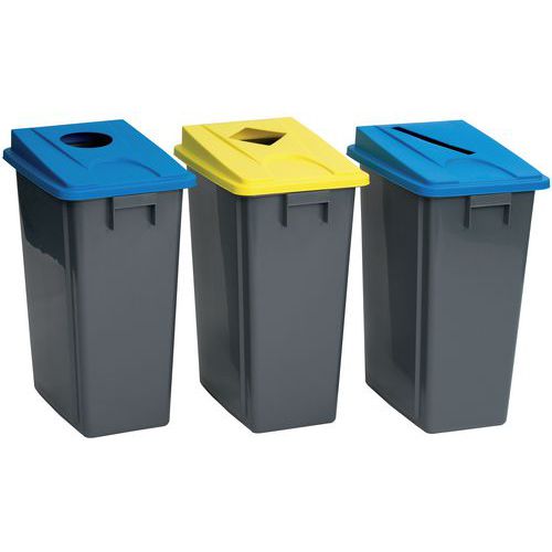 Selective-sorting bin and lid, 60 or 80 L | Manutan UK