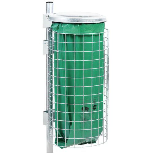 Bin bag holder on steel-finish post | 110 l | Manutan UK