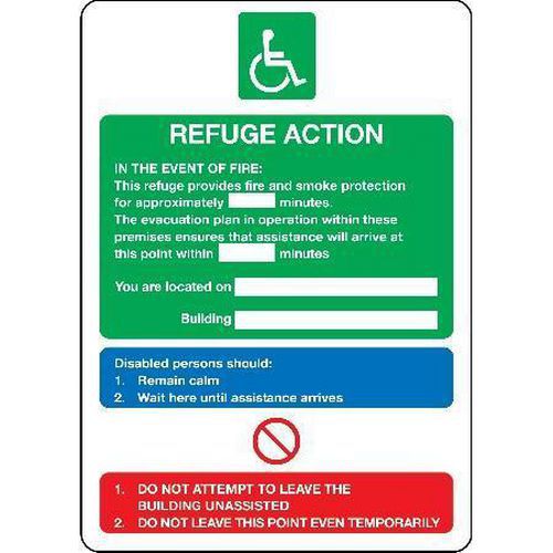 Disabled Refuge Action Sign | Fire Safety Signs | Manutan UK