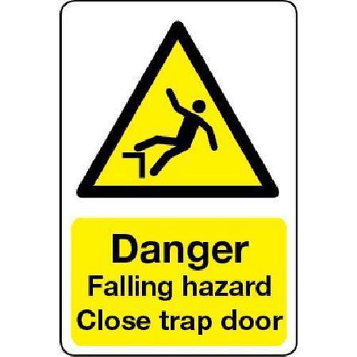 Danger Falling Hazard Close Trap Door Sign | Signs & ID | Manutan UK