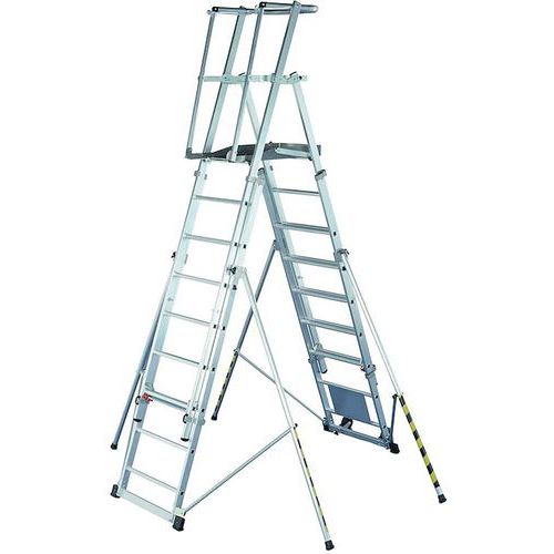 Aluminium Work Platform |Telescopic 5-12 Step Ladder | Manutan UK