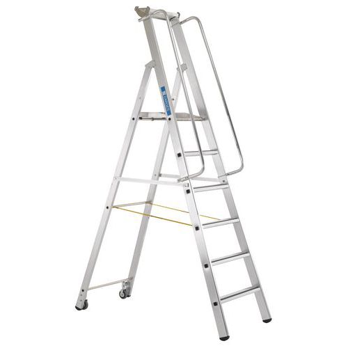 Aluminium Mobile Platform Step Ladders | 3 To 12 Steps | Manutan UK