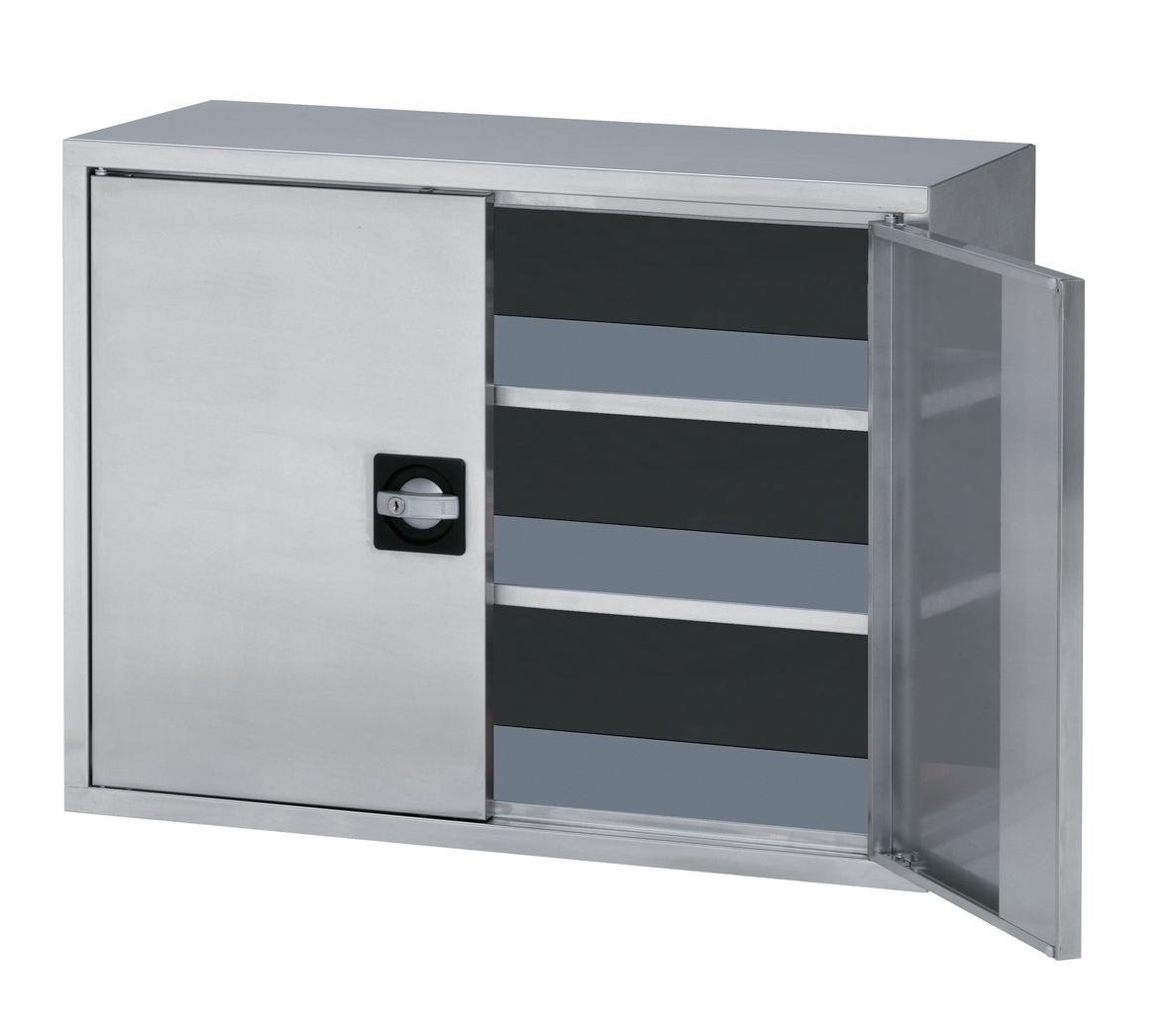 Stainless steel wall cabinet - 2 doors - Manutan.co.uk