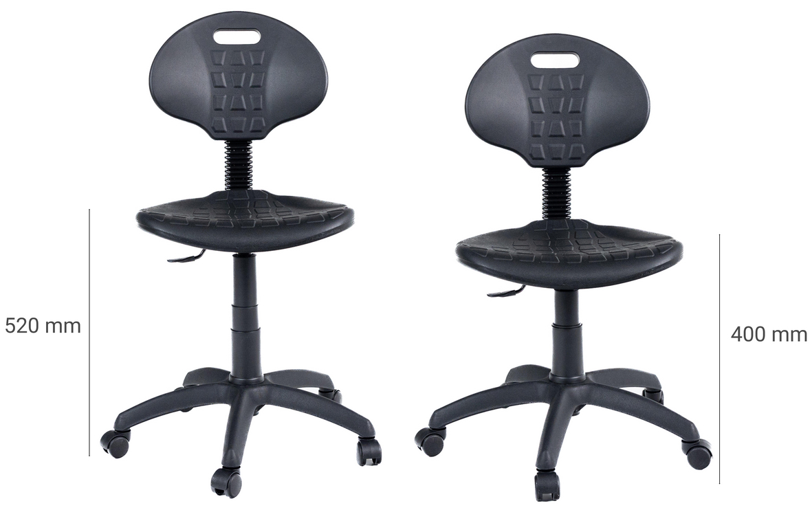 High Black Workshop Chair - Ergonomic Mobile & Heavy Duty - Manutan ...