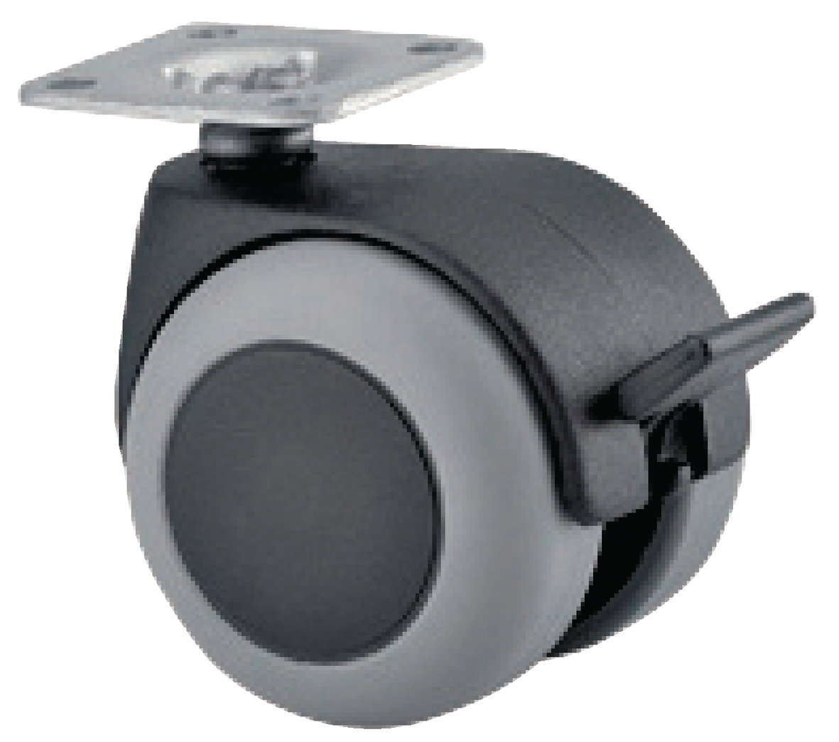 Double roller castor with rubber tyres - Capacity 40 kg - With Plate ...