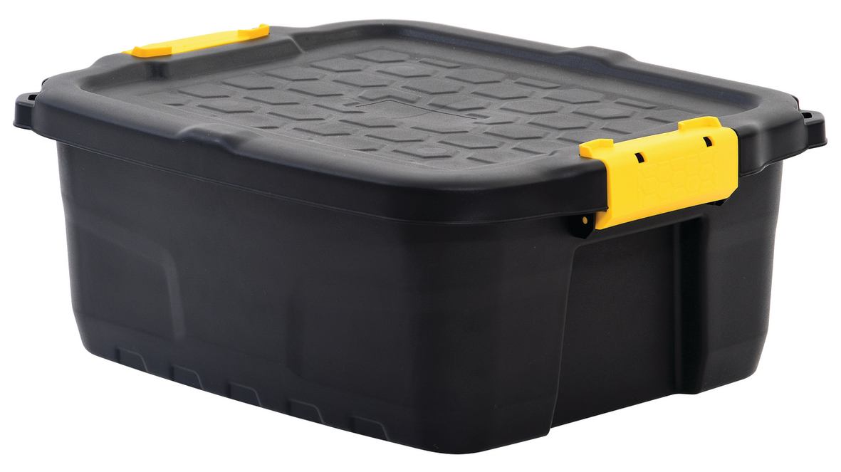 Black Heavy Duty Storage Box With Lid 25L Strata | Manutan UK