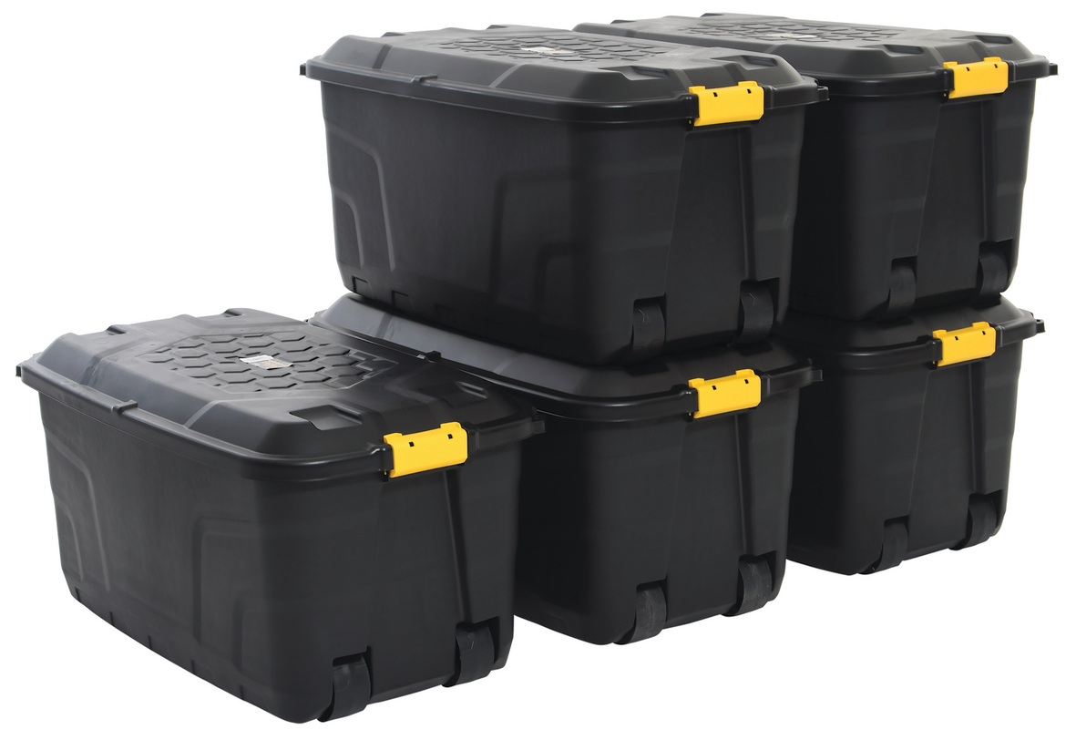 Strata Storage Boxes With Wheels 145L - Pack of 5 - Manutan.co.uk