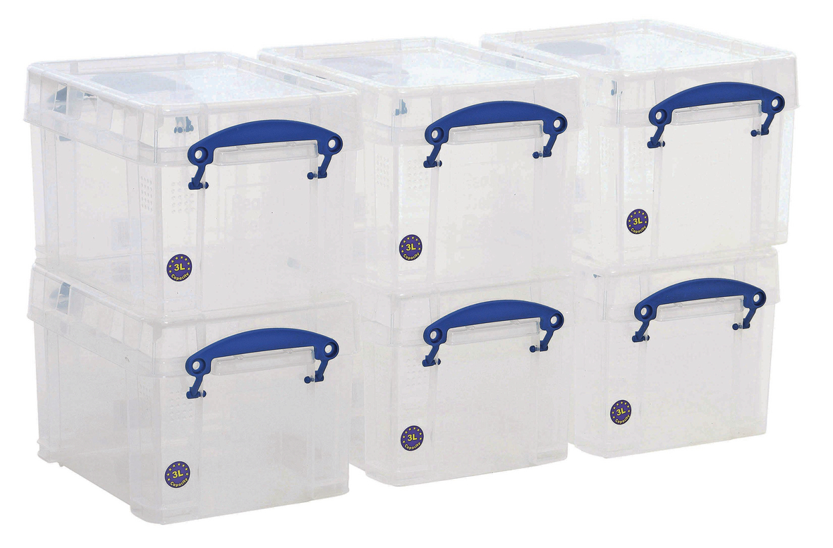 Clip Lock Box - 3 L - Clear - Pack Of 6 - Really Useful - Manutan.co.uk