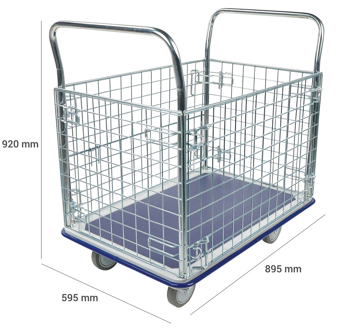 Platform Truck/Trolley - 4 Removable Mesh Sides - 300kg Load - Manutan ...