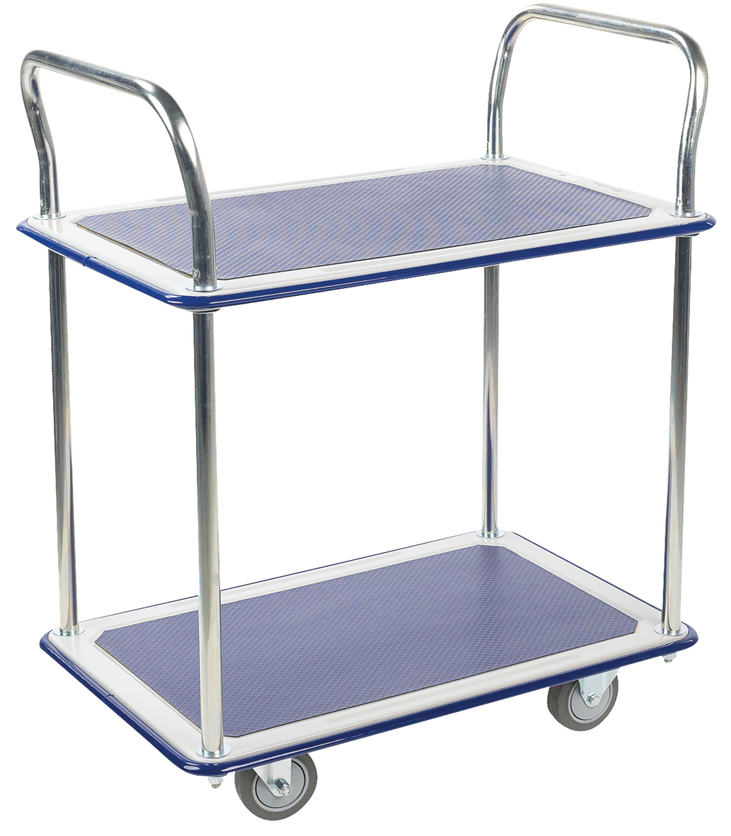 Steel Tray Trolley - 2 Anti Slip Shelves - 200kg Capacity - Manutan ...
