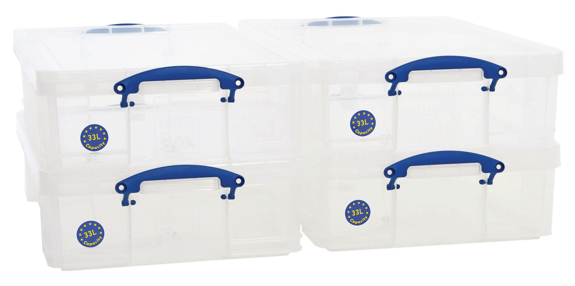 33 L Clear Really Useful Box Pack of 4 | Storage Containers | Manutan UK