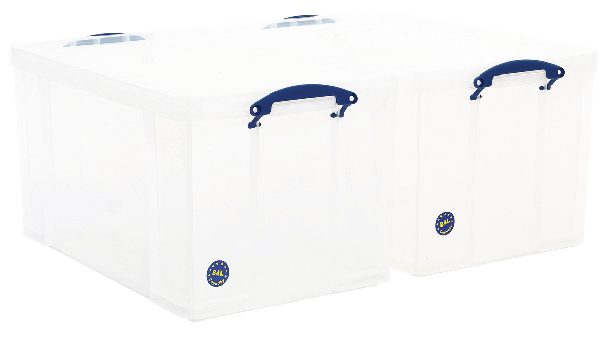 84L Really Useful Storage Boxes - Pack of 2 - Transparent Plastic ...