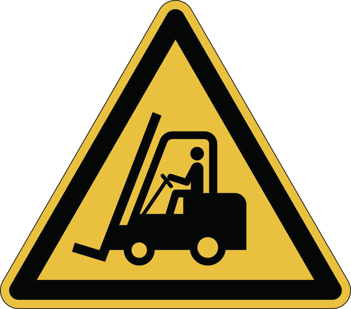 Adhesive floor-marking pictogram with Warning: Forklift trucks symbol ...