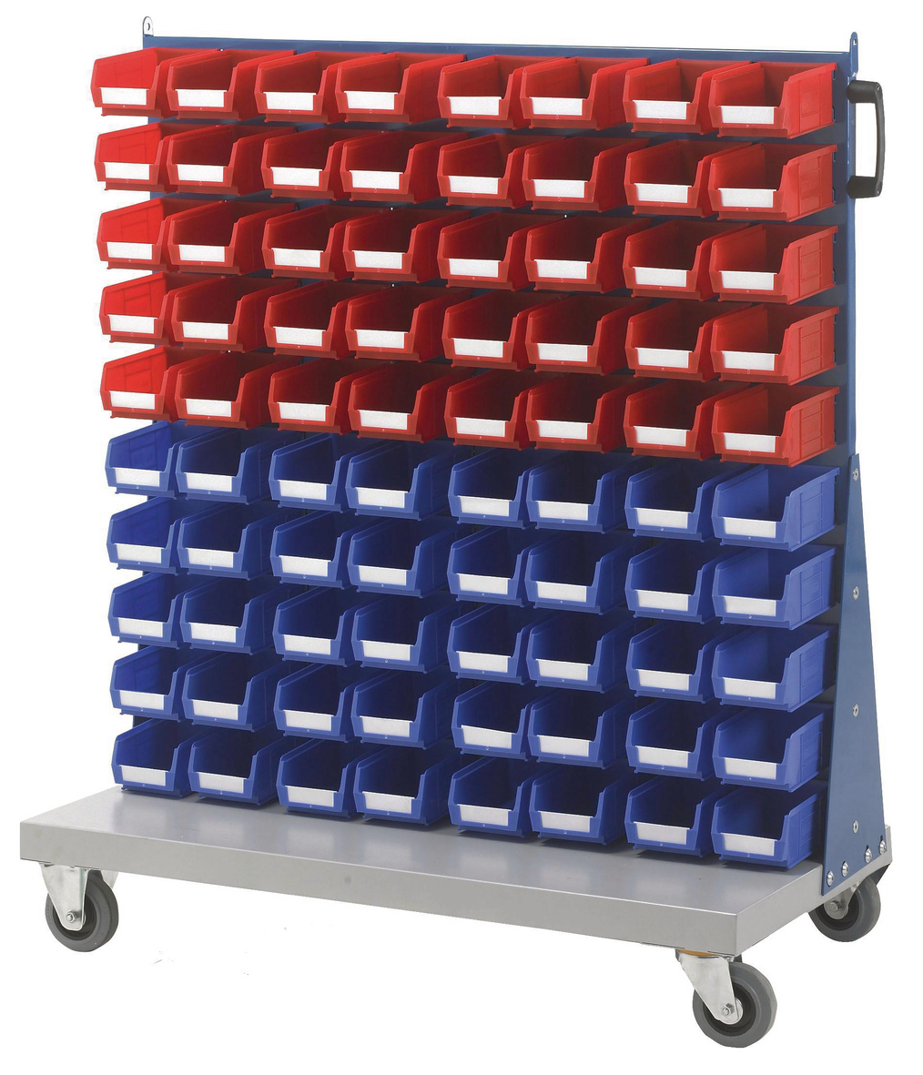 Single Sided Louvre Panel Trolley with Bins - Manutan.co.uk