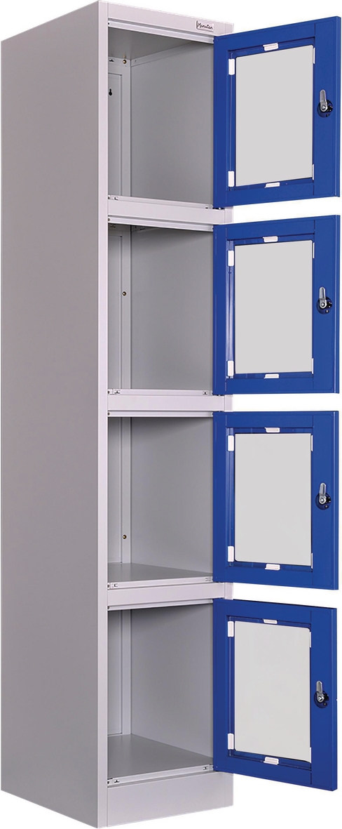 Locker with 4 compartments | Clear Doors | Manutan UK