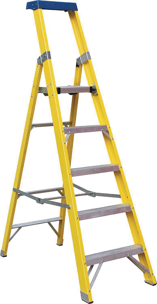 Fibreglass GRP Platform Step Ladder | 3 to 10 Steps | Safety Ladder