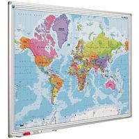 Magnetic geographical map of the world 90 x 120 cm - Manutan.co.uk