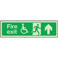 Disabled Fire exit Photoluminescent Sign - Arrow Up - Manutan.co.uk