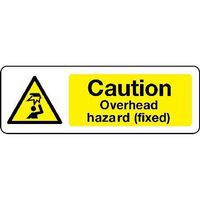 Caution Overhead Hazard Sign - Text & Symbol - Plastic/Adhesive Vinyl ...