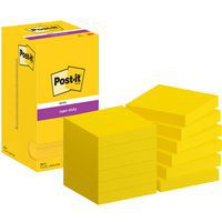 Post-it® Super Sticky Notes, 76x76 mm, 12 yellow pads - Manutan.co.uk