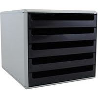 Eco desk filing module with five drawers - Black and grey - Sign ...