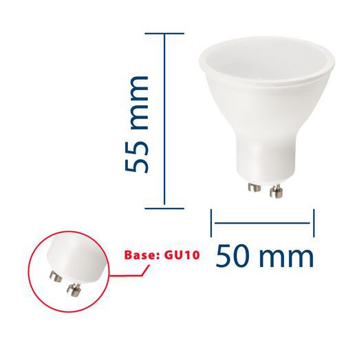 SMD LED spot bulb, standard, Gu10 - 6 W to 8 W - VELAMP - Manutan.co.uk