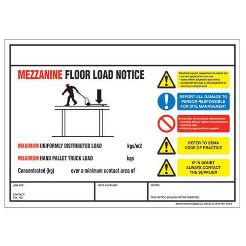 Weight Load Notices | Clear Safety Signage | Manutan UK
