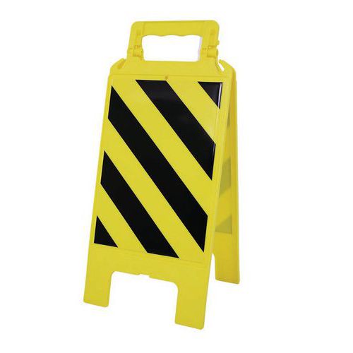 Striped standing warning sign - Manutan.co.uk