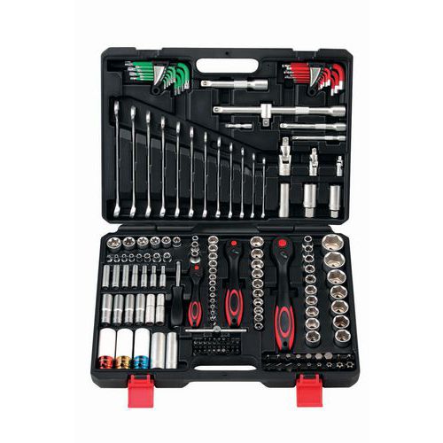 Tool box with 1/2, 1/4 and 3/8 hex sockets - 160 pieces - Manutan.co.uk