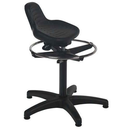 Height-Adjustable Workshop Stool with Footrest - Manutan Expert - Manutan.co.uk