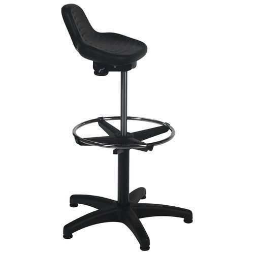 Height-Adjustable Workshop Stool with Footrest - Manutan Expert ...