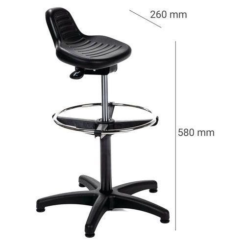 Height-Adjustable Workshop Stool with Footrest - Manutan Expert ...