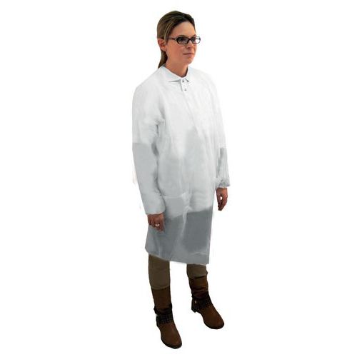 Disposable polypropylene smock without pockets - Manutan.co.uk
