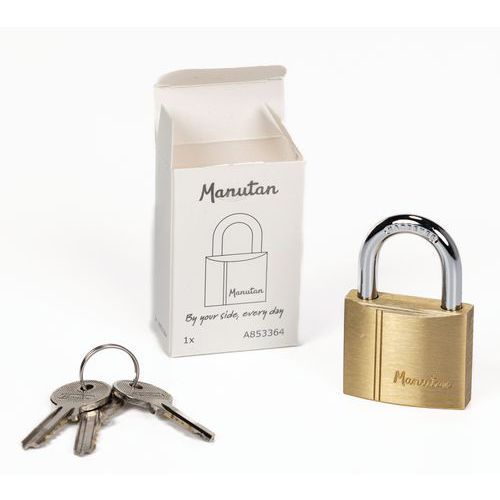 Brass safety padlock with key - Manutan Expert - Manutan.co.uk