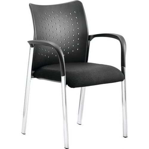 Black/Chrome Reception Chair - Stackable - Plastic Back & Fabric Seat ...