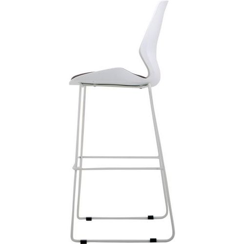 Stylish Reception/Office High Stool - Grey Fabric Seat - White Frame ...