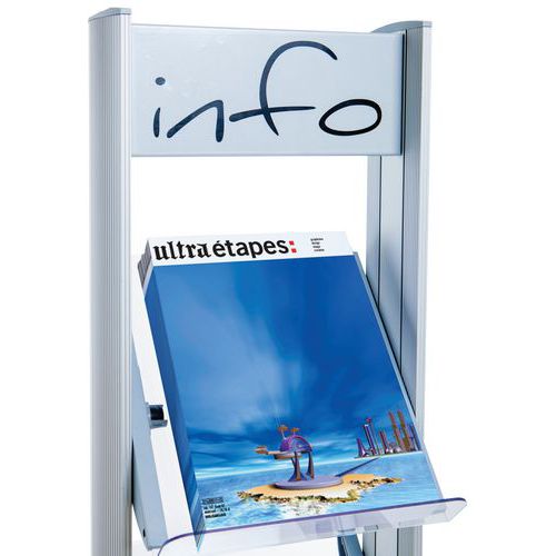 Mobile display unit with 4 metal shelves | 8 A4 documents | Manutan UK