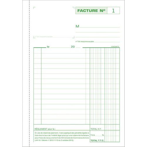 Exacompta invoice book with VAT option - 21 x 14.8 cm - 50 double pages ...