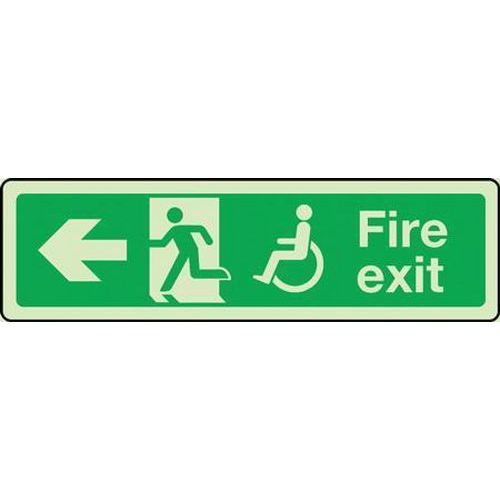 Disabled Fire exit Photoluminescent Sign - Arrow Left - Manutan.co.uk