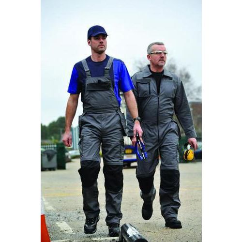 Work Dungarees with Preformed Knees for Industrial Safety and Comfort