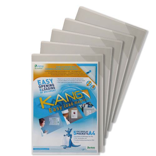 Heavy Duty A4 Magnetic Clear Pockets - Pack of 5 - Manutan.co.uk