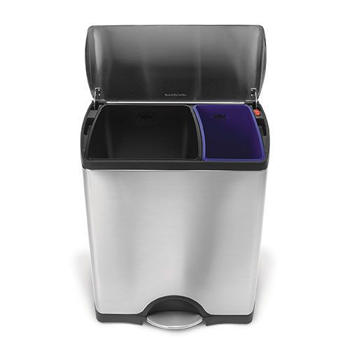 Simplehuman UK Stainless Steel Rectangular Pedal Bin With 2 Inner Bins ...