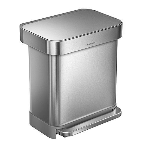Simplehuman UK Stainless Steel Rectangular Pedal Bin With 2 Inner Bins ...