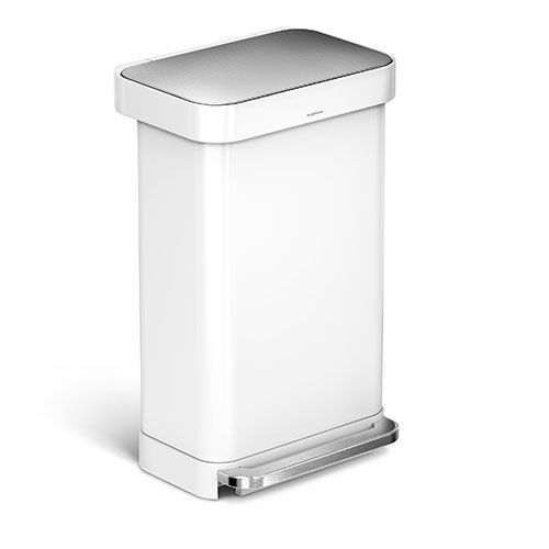 Simplehuman UK Rectangular 45L Pedal Bin - Brushed Steel/White ...