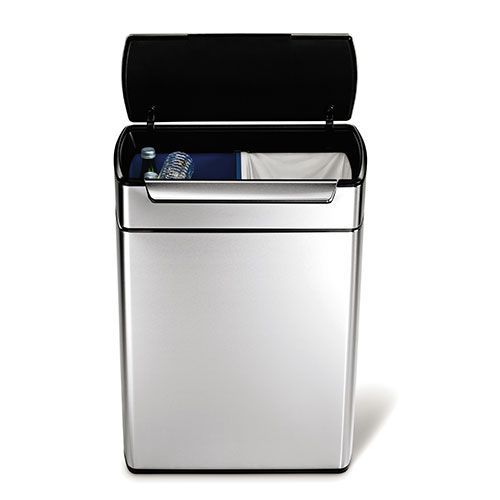 Brushed Steel Rectangular Touch Bar Bin | Indoor Waste Bins