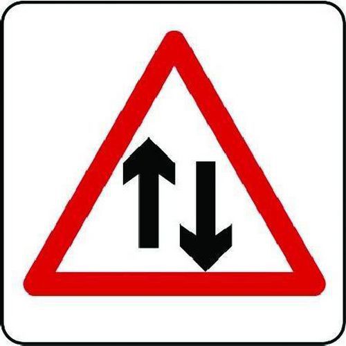 2-Way Traffic Straight Ahead Aluminium - Sign - Manutan.co.uk
