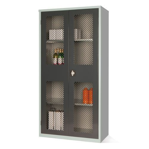 Mesh Door Cupboard with 3 Shelves - 1830x915x457mm - Manutan.co.uk