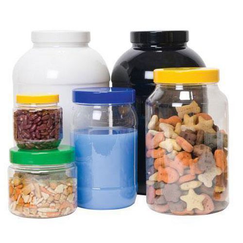 Clear Round PET Jars - Pack of 10 - Manutan.co.uk