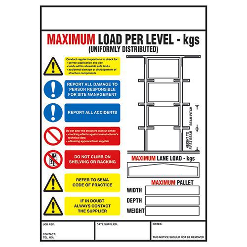 Weight Load Notices | Signs & ID | Manutan UK