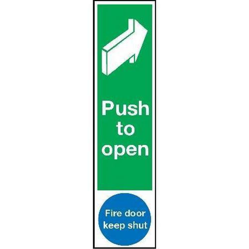 Push To Open Fire Door Keep Shut Push Plate Sign | Ironmongery